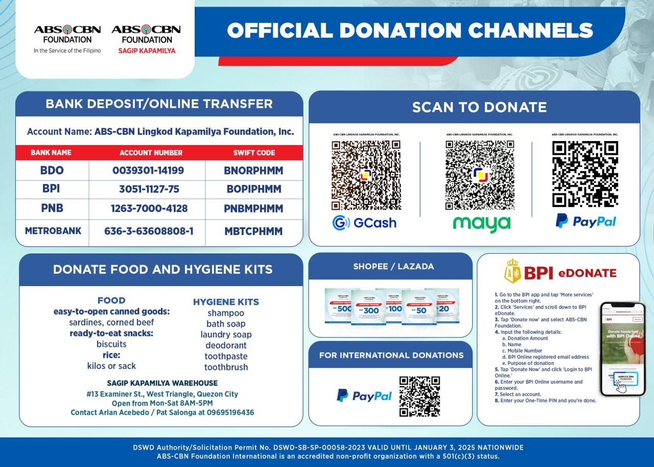ABS-CBN Foundation, Inc. Official Donation Channels - ABS-CBN Foundation